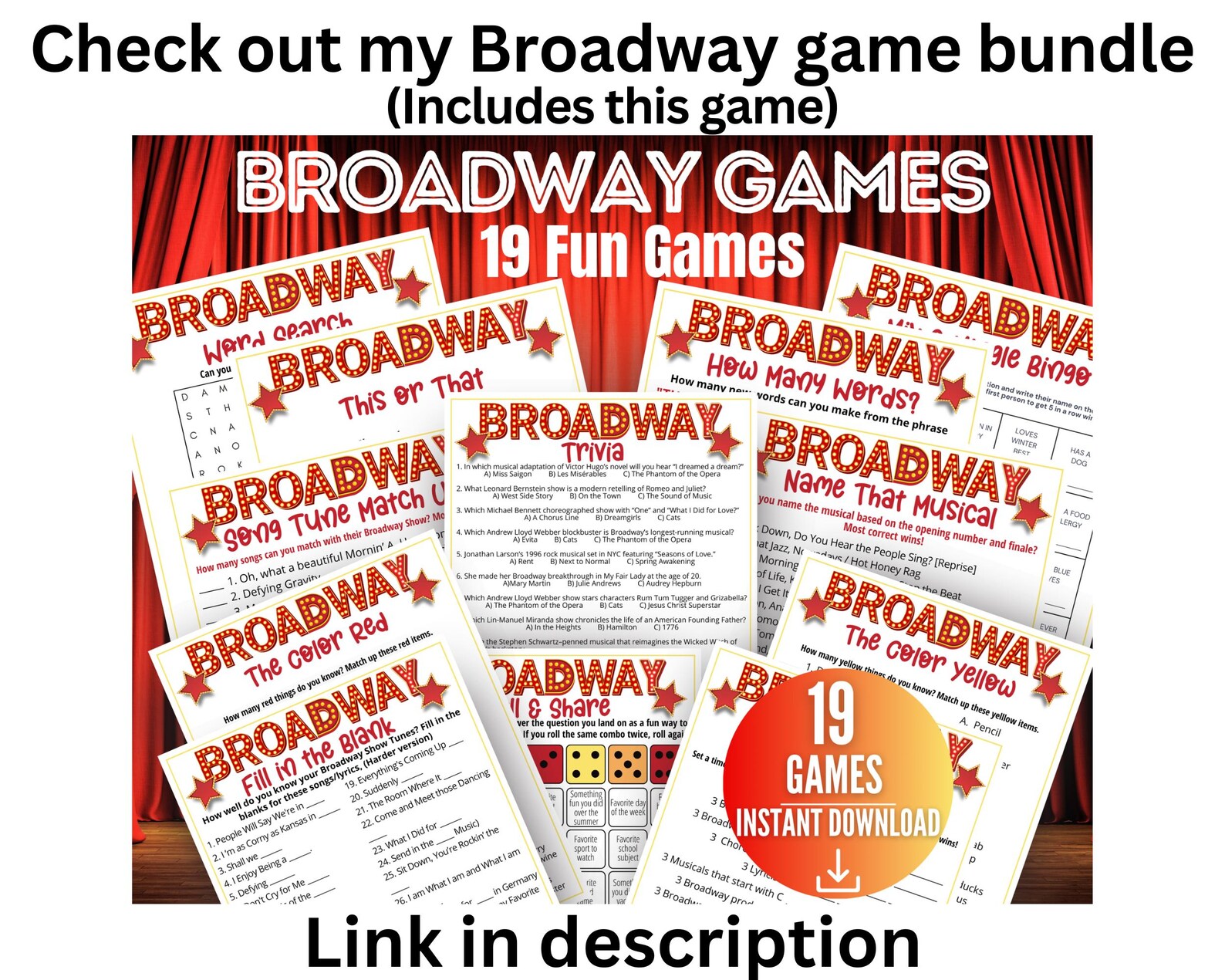 Broadway Musical Trivia Game, Musical Theater Quiz, Broadway Song ...