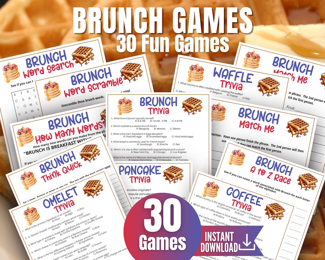 Brunch Party Game Bundle, Pancakes and Pajamas,teen Girl Birthday ...