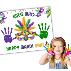 Mardi Gras Handprint Art, - 4 Pack Bundle Mardi Gras Activity ...