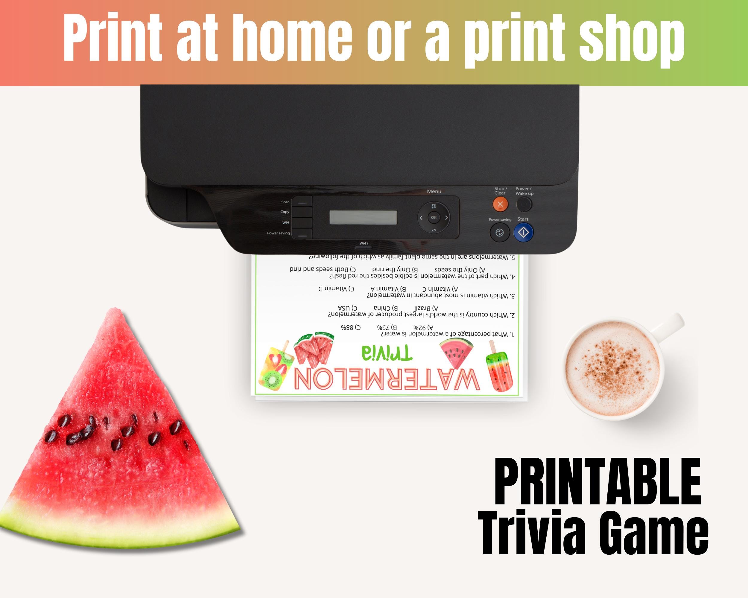 Watermelon Trivia Game, Spring Trivia Game, Summer Birthday Party Game ...