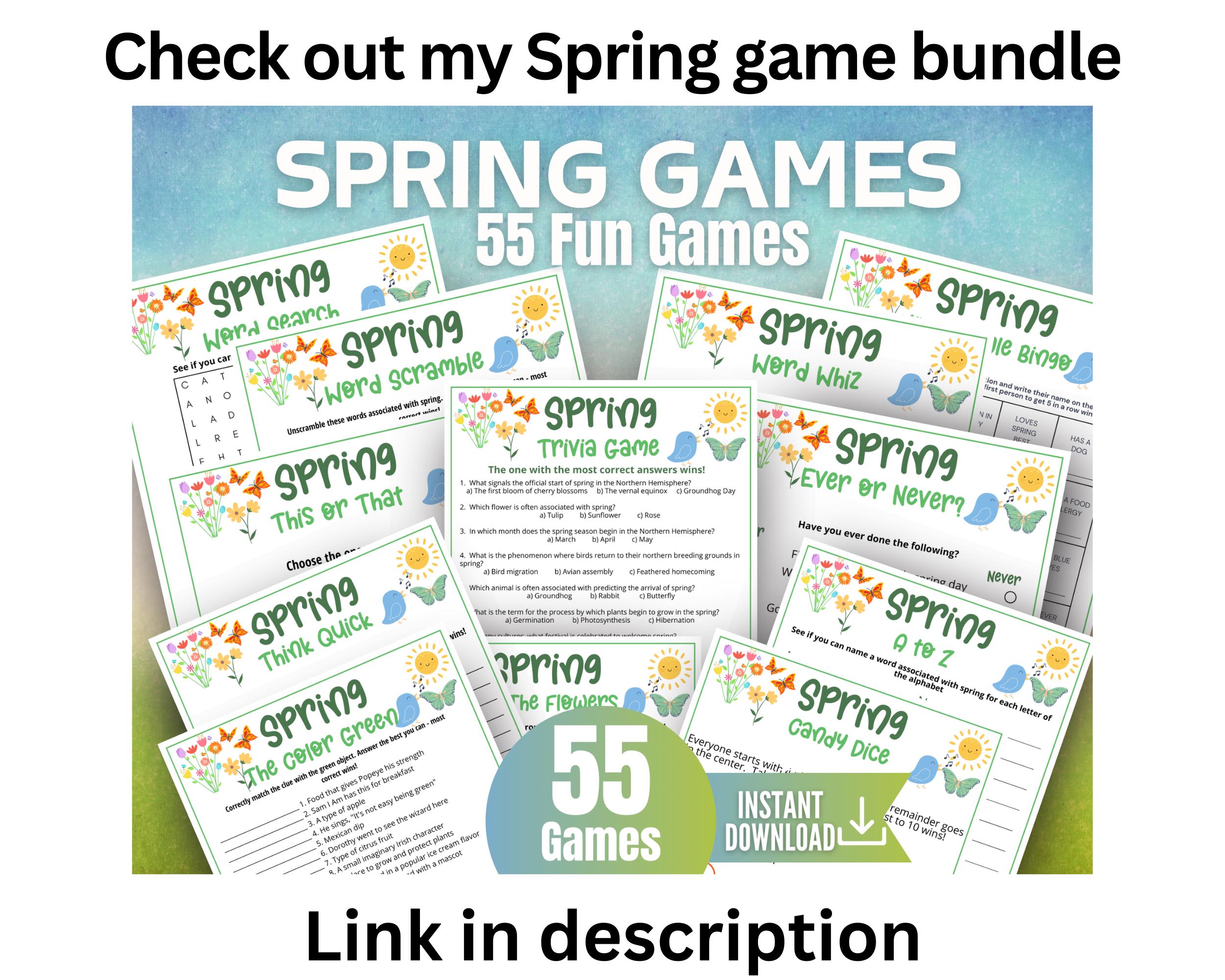 Spring Bingo Game, Kid Bingo Card Party Games, Baby Shower Games,march ...