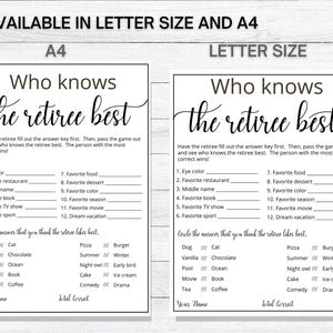Who Knows the Retiree Best Game, Retirement Party Game, Fun Co-worker ...