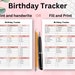 Editable Birthday Tracker, Printable Birthday List,birthday Chart ...