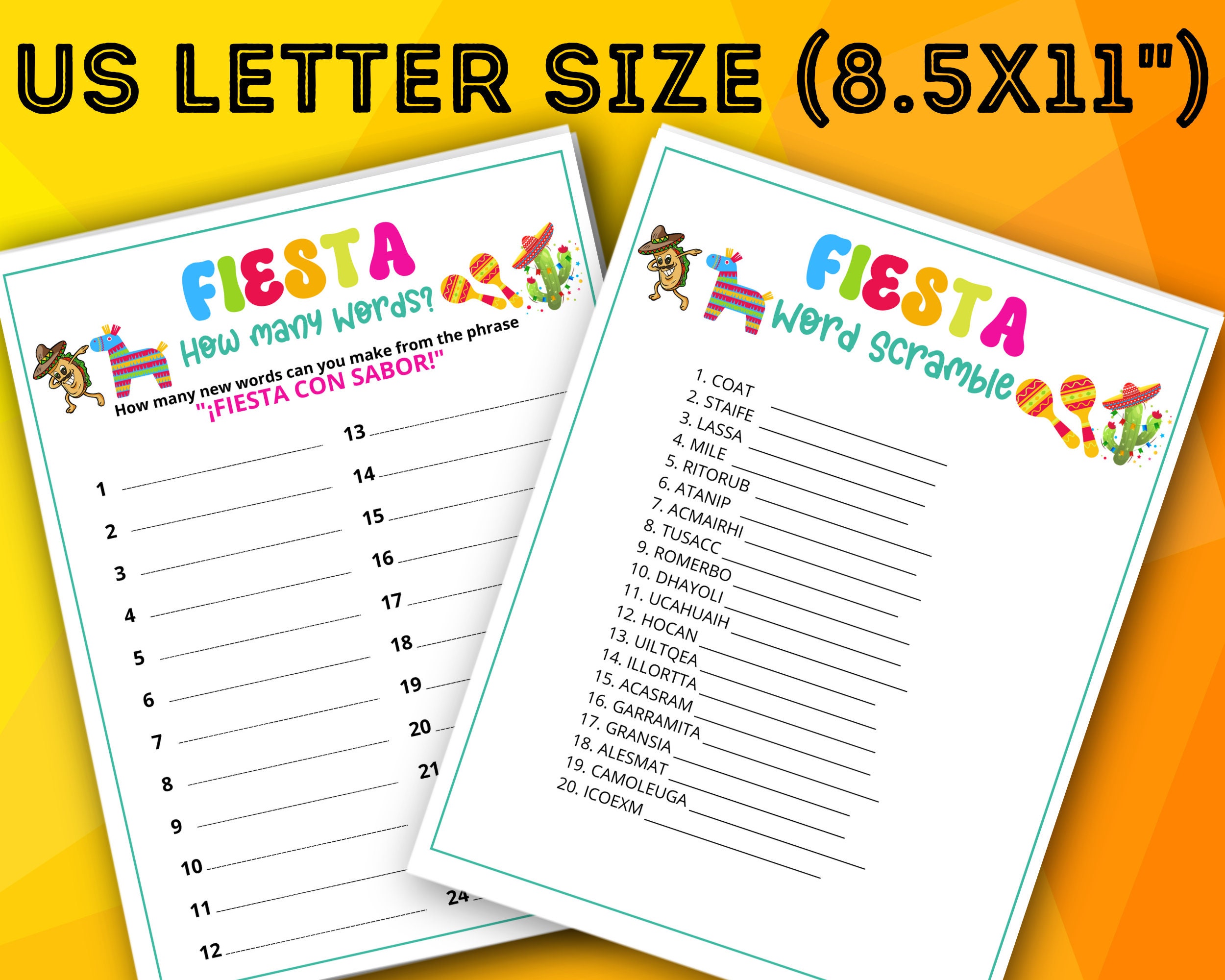 Fiesta Trivia Game Bundle, 10 Mexican Taco Fiesta Games, Quinceañera ...
