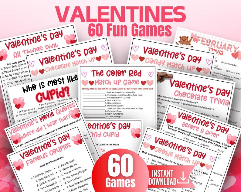Valentine's Day Game Bundle, Rom Com Movie Quote Trivia Game,galentine ...