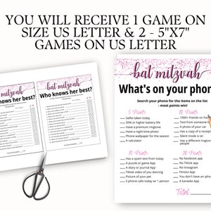 Bat Mitzvah Games, 6 Game Bundle, Bat Mitzvah Favors, Birthday Party ...