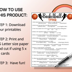 Basketball Trivia Game, Sports Team Trivia, Fall and Winter Sports ...