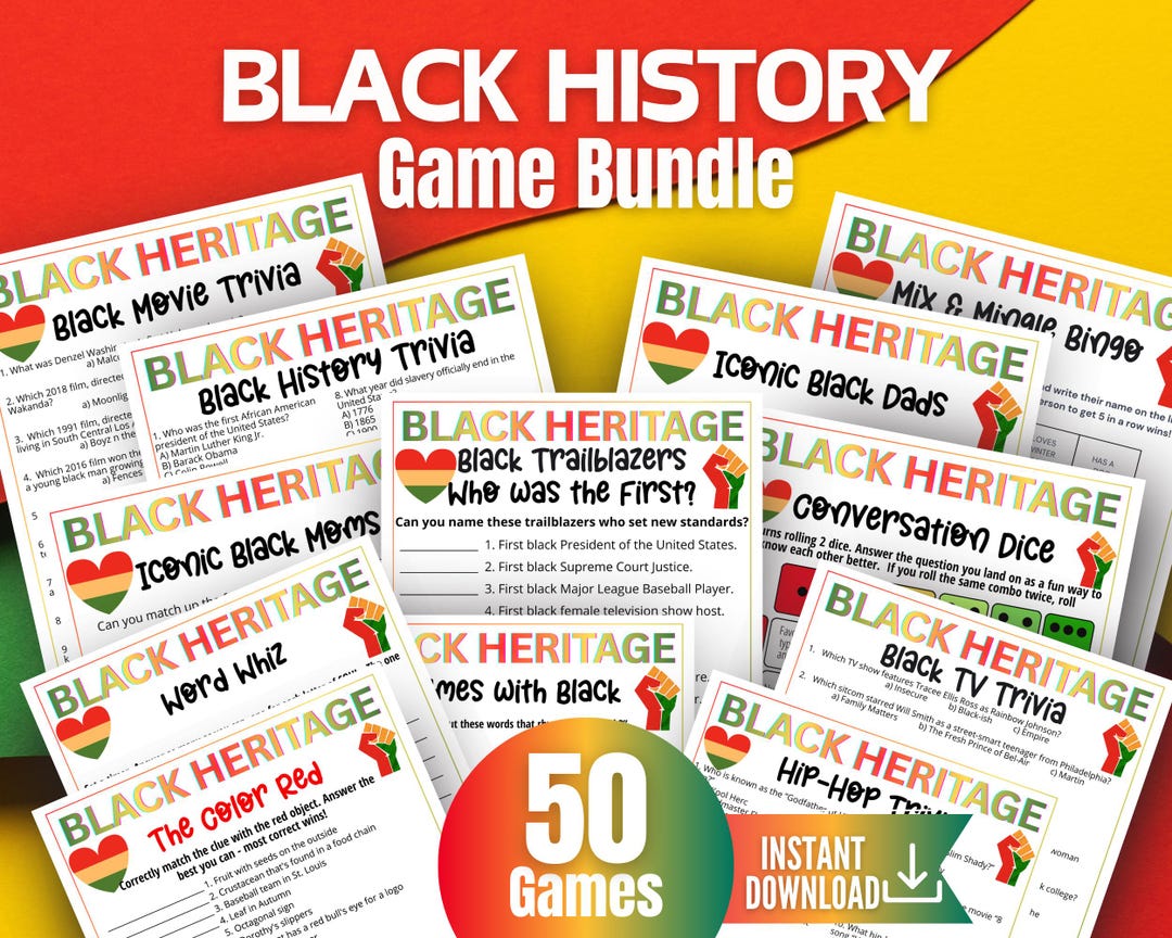 Black History Game Bundle, Black Heritage Month Games, African American ...