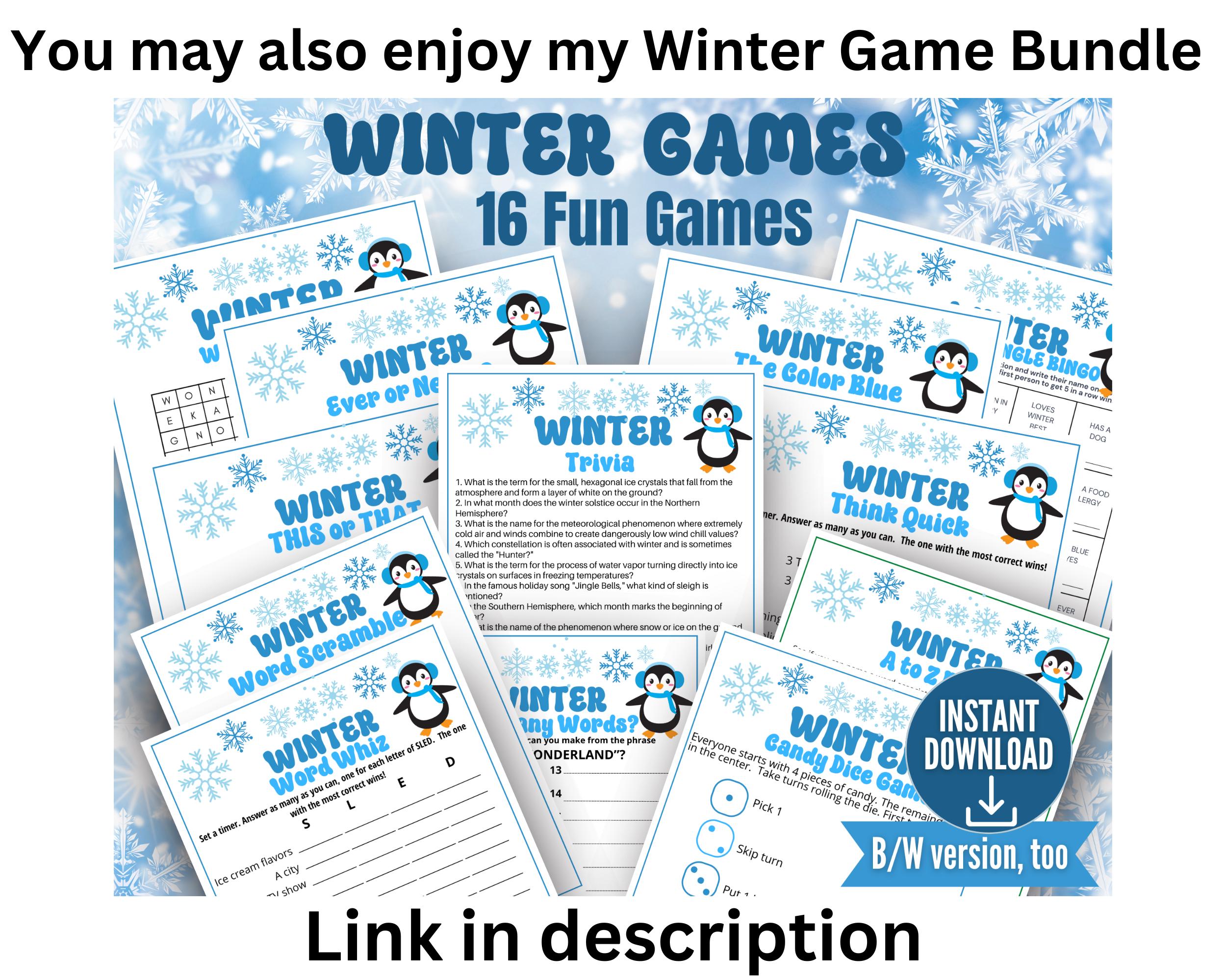 January Trivia Game, Winter Season Game, Holiday Party Game, Monthly ...