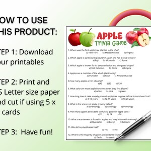 Apple Trivia Game, Fall Trivia Game, Halloween Party Game, Autumn ...
