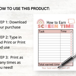 Editable Screen Time Checklist, Screen Time Schedule, Screen Time ...