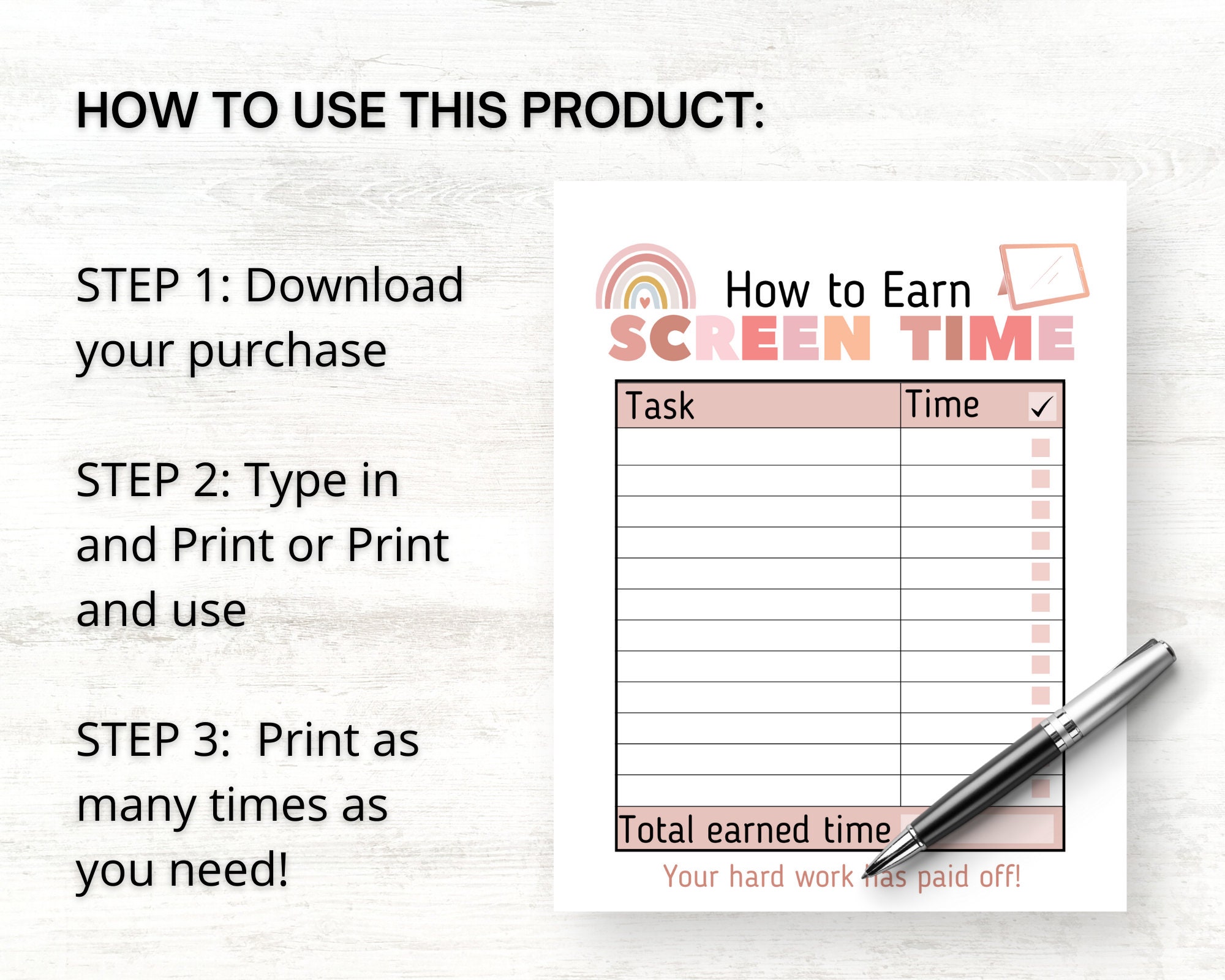 Editable Screen Time Checklist, Screen Time Schedule, Screen Time ...
