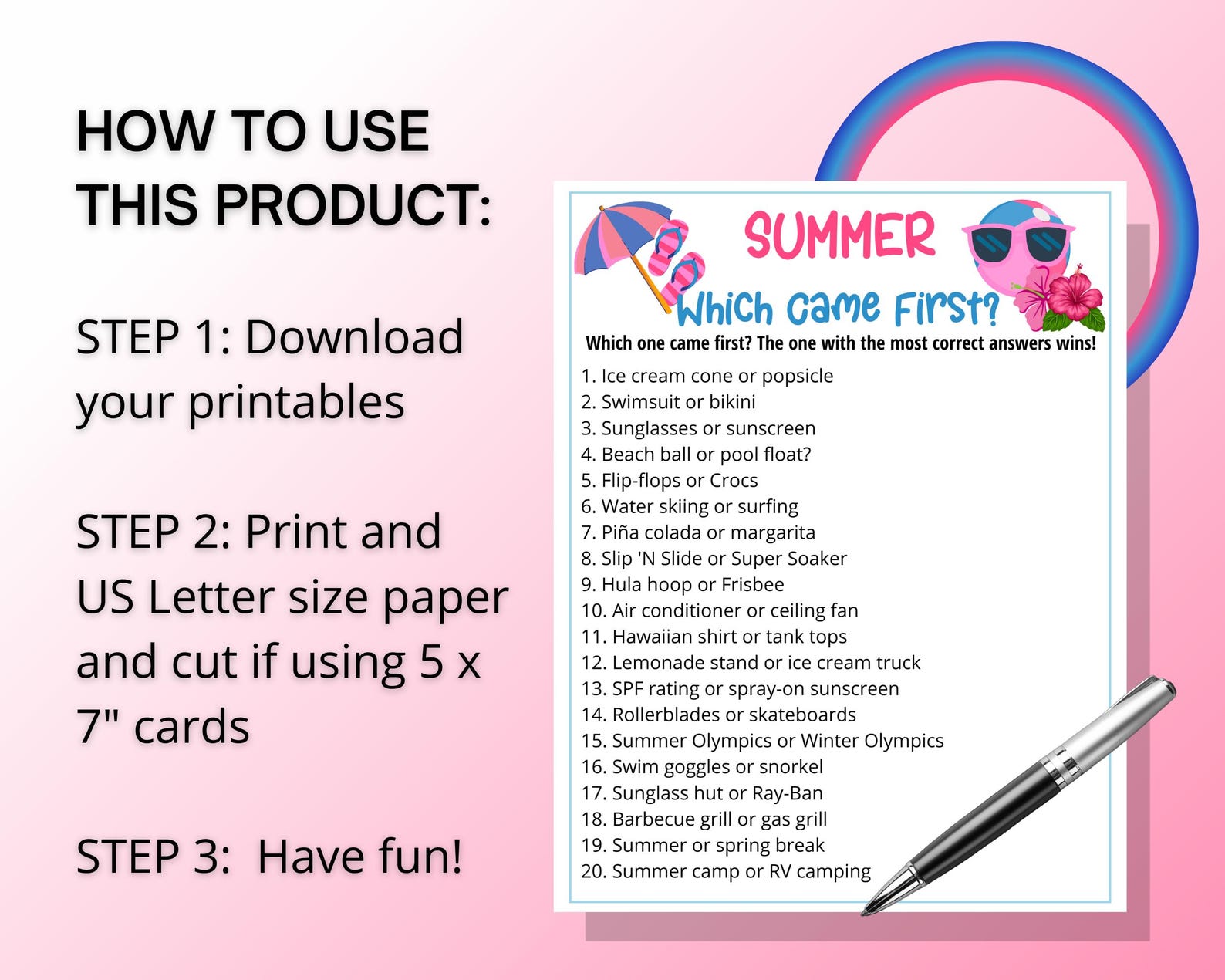 Summer Trivia Game, Summer Break Which Came First Quiz, Summertime ...