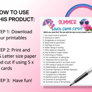 Summer Trivia Game, Summer Break Which Came First Quiz, Summertime ...