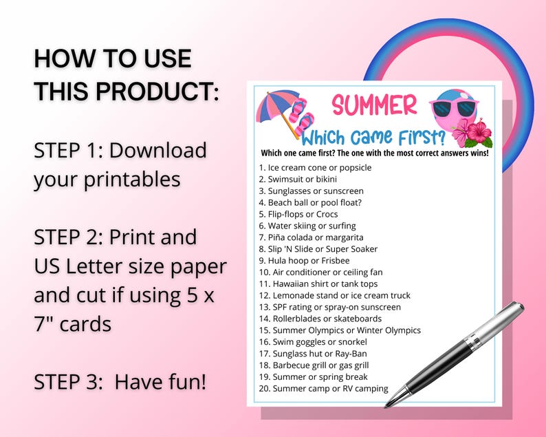 Summer Trivia Game, Summer Break Which Came First Quiz, Summertime ...