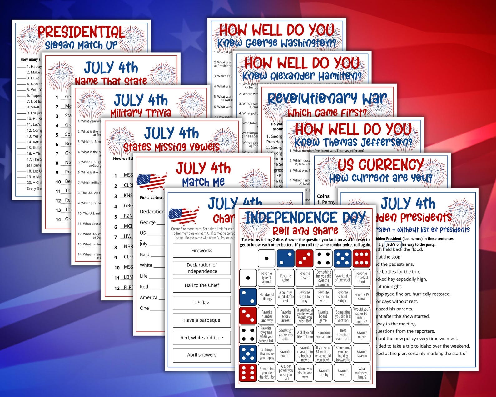 4th of July Game Bundle, July 4th Trivia, Patriotic Songs Game ...
