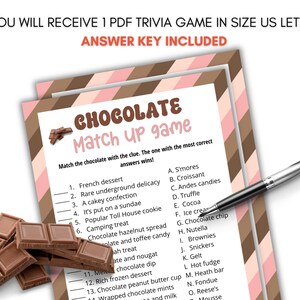 Chocolate Match Game, Chocolate Party Quiz Game, Sleepover Game, Family ...