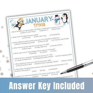 January Trivia Game, Winter Season Game, Holiday Party Game, Monthly ...