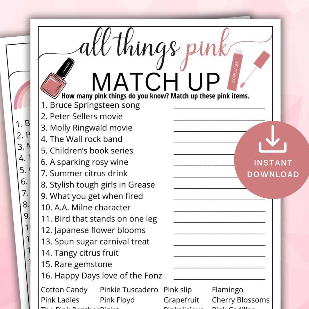 Ladies Night Out All Things Pink Trivia Game, Girls Night in Printable ...