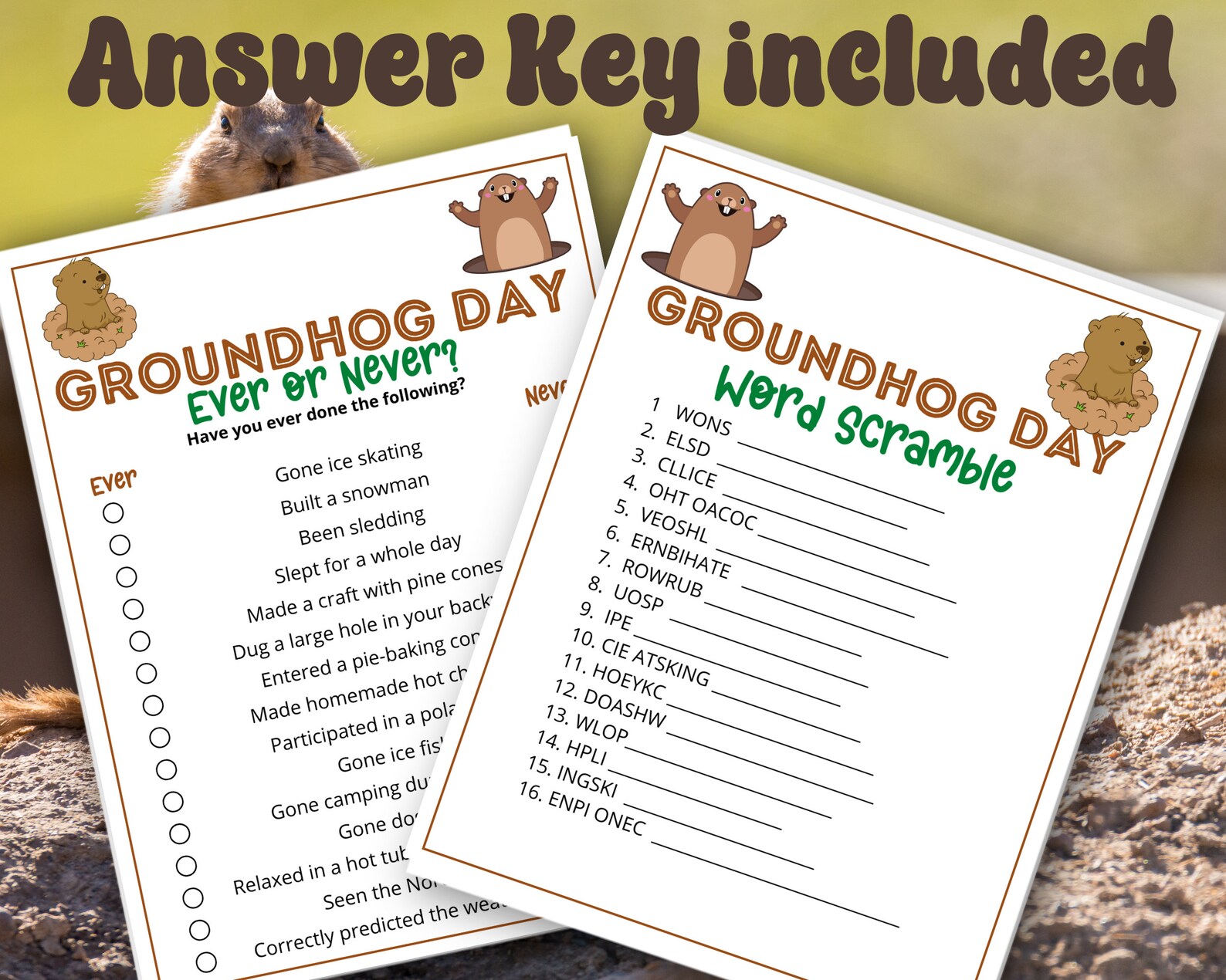 Groundhog Day Game Bundle, Groundhog Day Trivia, Groundhog Celebration ...