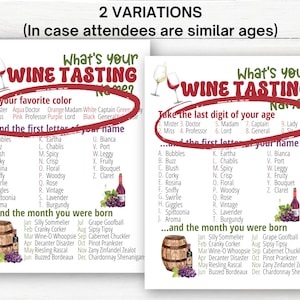 What's Your Wine Tasting Name Game WITH NAMETAGS + SIGN, Bridal Party ...