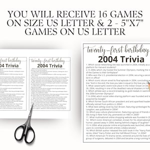 21st Birthday Party Games, Born in 2004 Game, 2004 Birthday Games, 21st ...