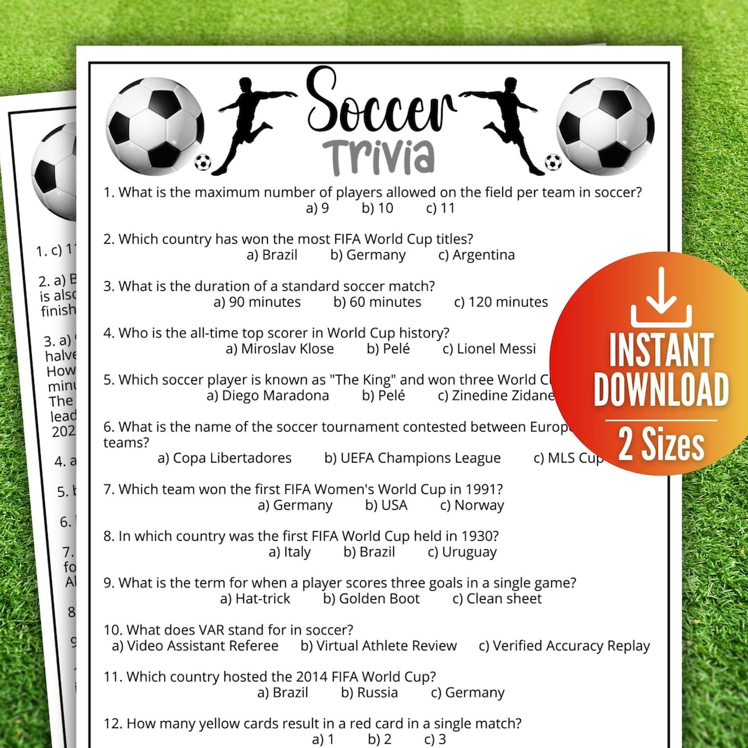 Soccer Trivia Game, Sports Team Trivia, Summer and Fall Sports, Family ...