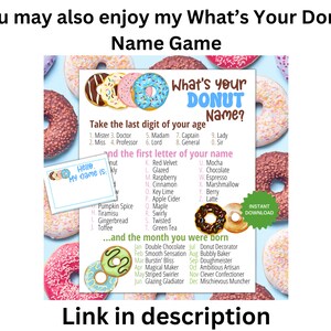 Donut Trivia Game,printable Doughnut Game for Kids & Adults, National ...