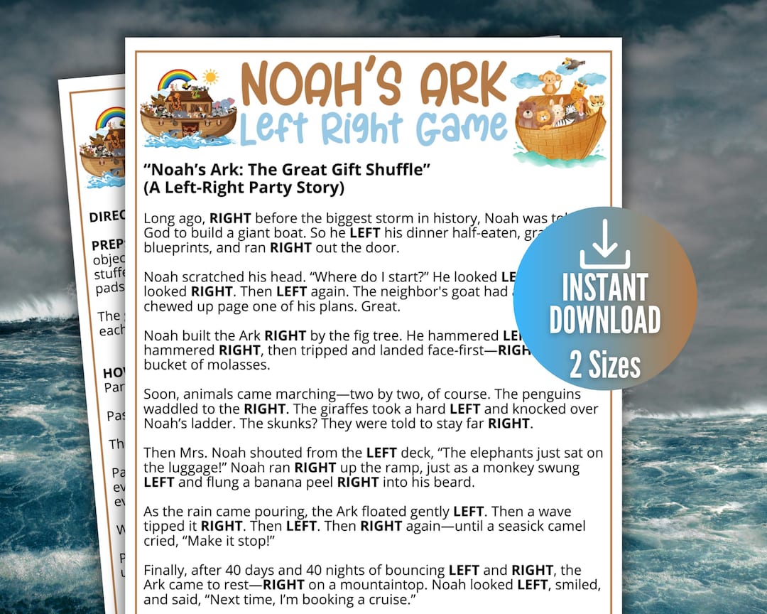 Noah's Ark Left Right Game, Sunday School Bible Games for Kids&adults ...