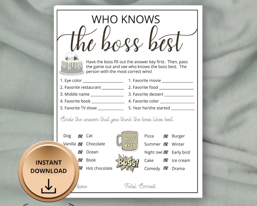 Who Knows the Boss Best Game, Office Party Activity,office Quiz ...