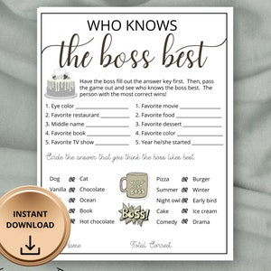 Who Knows the Boss Best Game, Office Party Activity,office Quiz ...