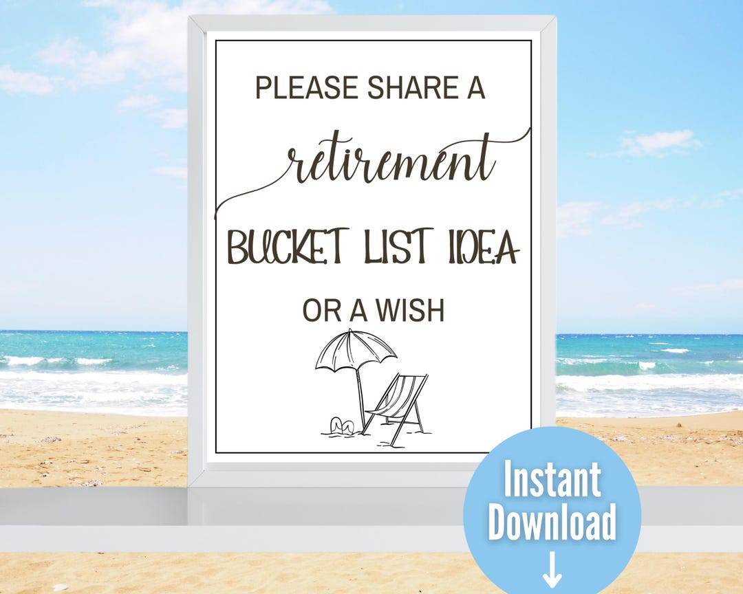 Retirement Bucket List Idea Sign & Notecards, Retirement Party Ideas ...