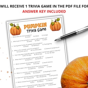 Pumpkin Trivia Game, Fall Trivia Game, Halloween Party Game, Halloween ...
