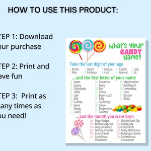 What's Your Candy Name Game WITH NAMETAGS SIGN, Candy Party Game, Candy Bar Activity, Easter ...