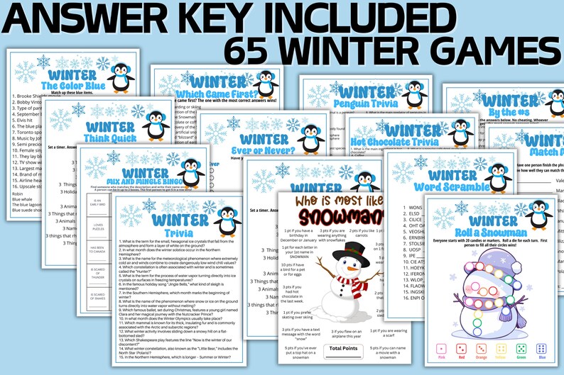 Winter Trivia Game Bundle, 65 Winter Game Mega Pack,winter Holiday ...