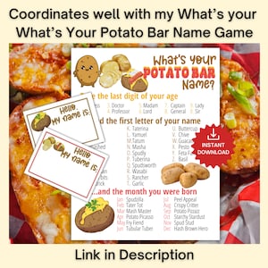Potato Bar Station Sign & Table Cards, Make Your Own Potato Signs ...