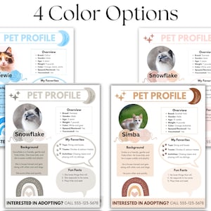 Editable Pet Profile CANVA Template, Cat Adoption Marketing Flyer ...