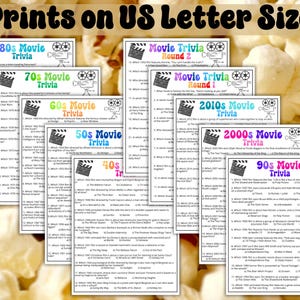 Movie Trivia Game, Decades Movie Quiz Party, Silver Screen Movie Quotes ...