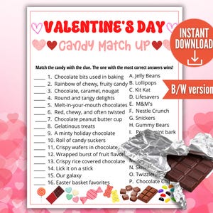 Valentine's Day Candy Game, Galentine's Party Game, Winter Candy Quiz ...