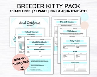 Breeder Kitten Pack, Cat Breeder Forms, Breeder Cat Pack, Kitten ...