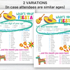 What's Your Fiesta Name Game WITH NAMETAGS + SIGN, Cinco De Mayo Party ...