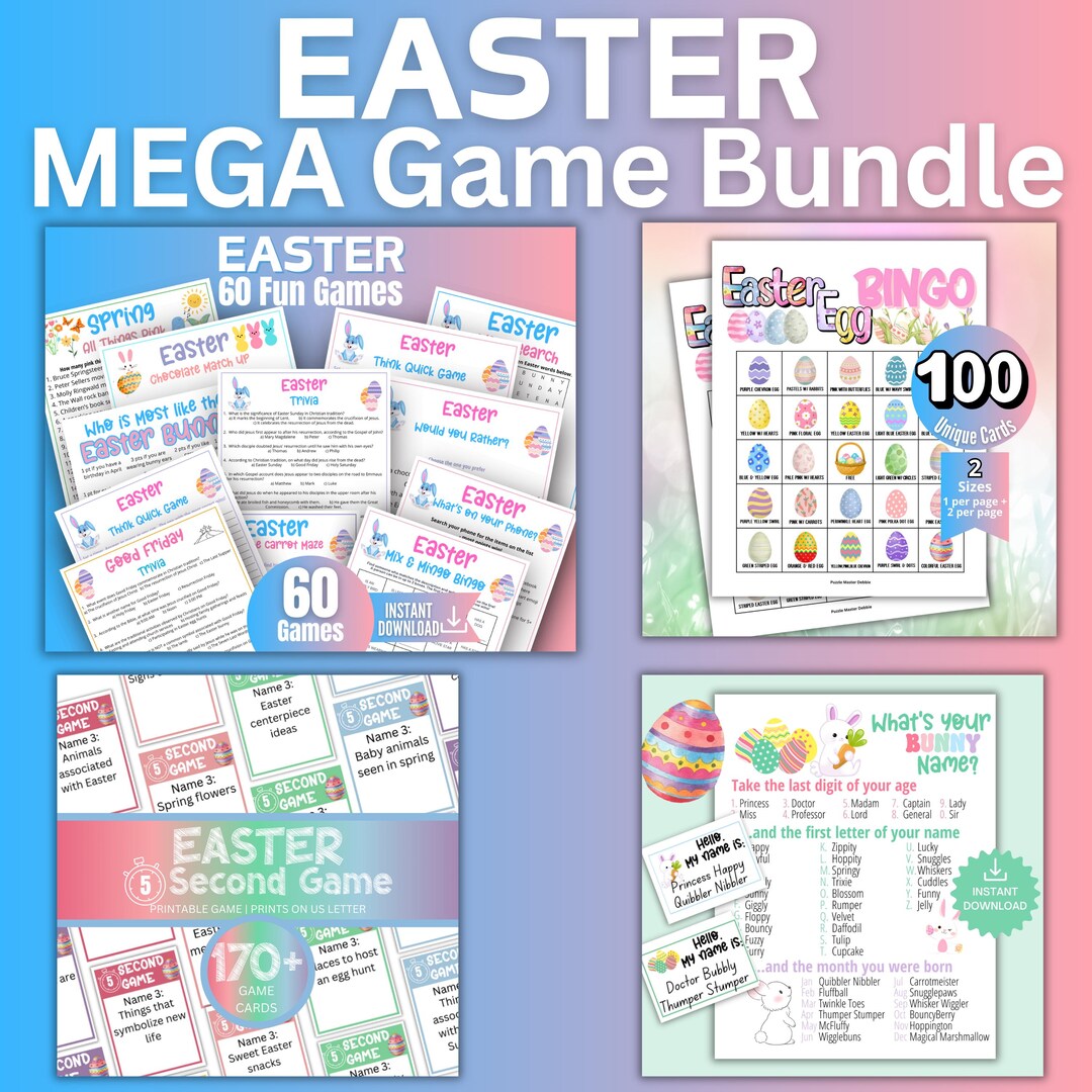 Easter Mega Game Bundle for Kids Teens &adults,classroom Spring Bingo ...