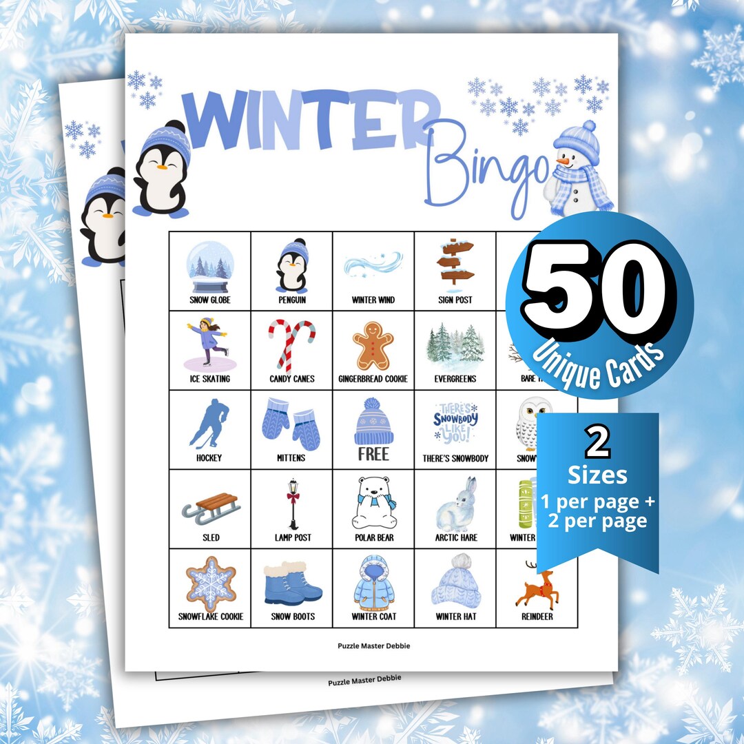 Winter Bingo Game, Kid Bingo Card Party Games, Baby Shower Games ...