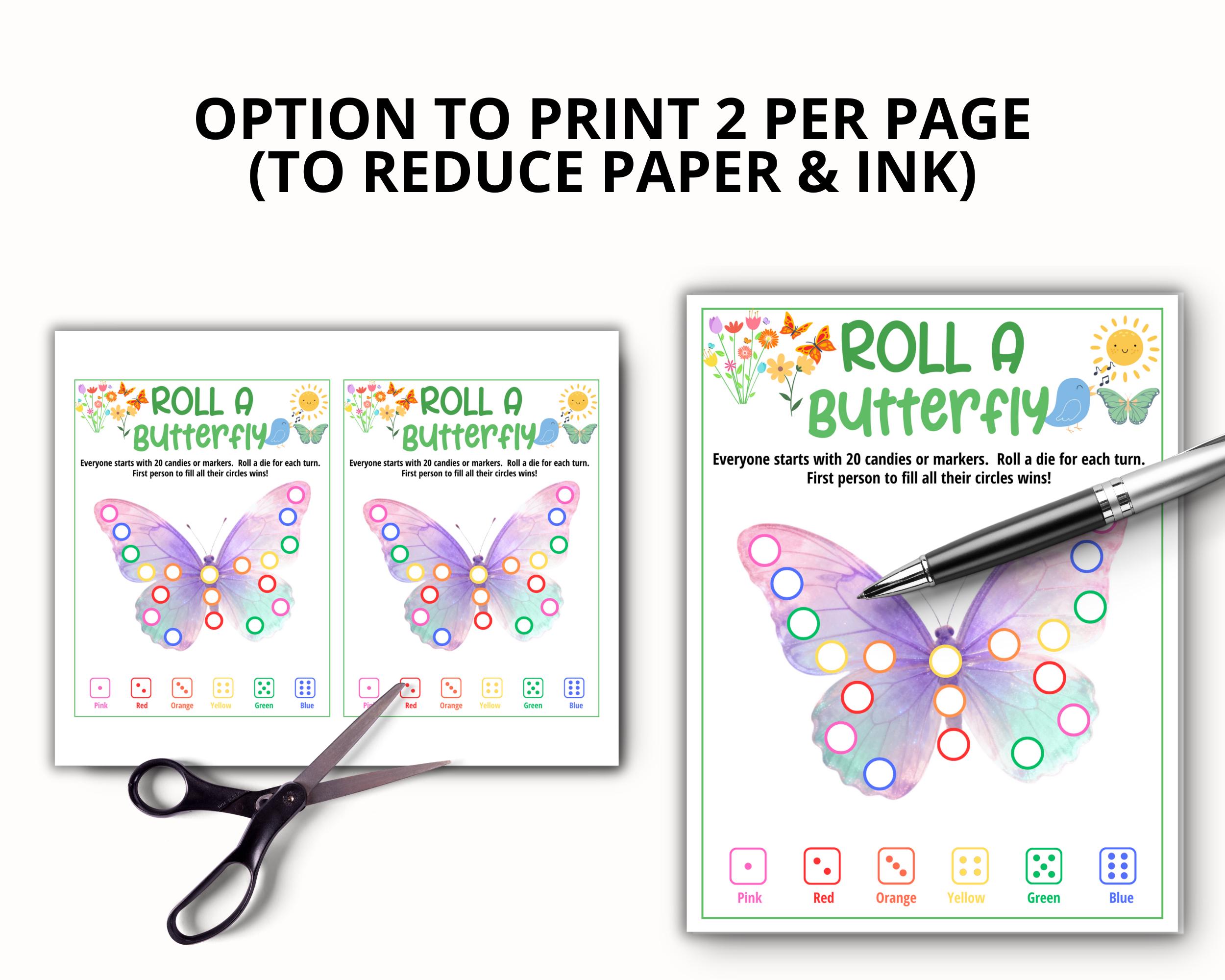 Roll a Butterfly Game,butterfly Fun for Kids & Teens, Spring Summer ...