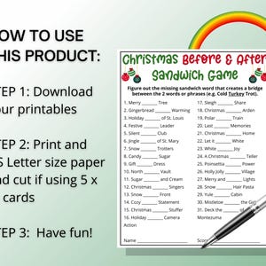 Christmas Trivia Phrase Game, Xmas Before and After Game, Christmas ...