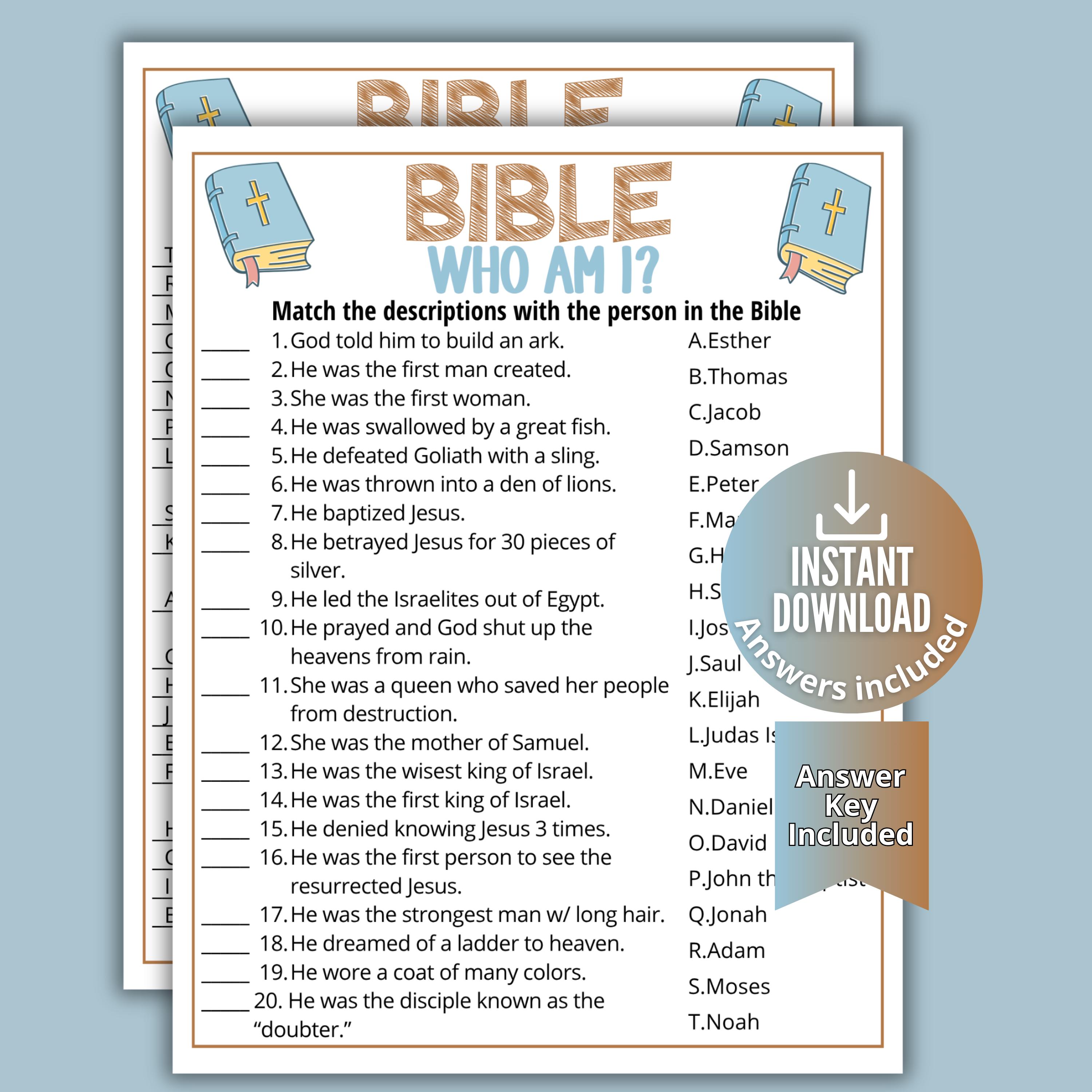 Bible Who Am I Games, Bible Trivia for Kids, Teens Adults, Sunday ...