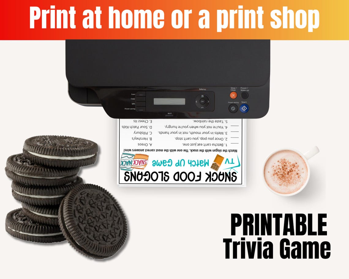 Snack Food Slogan Trivia Game,ad Slogan Match up Quiz,printabletv ...