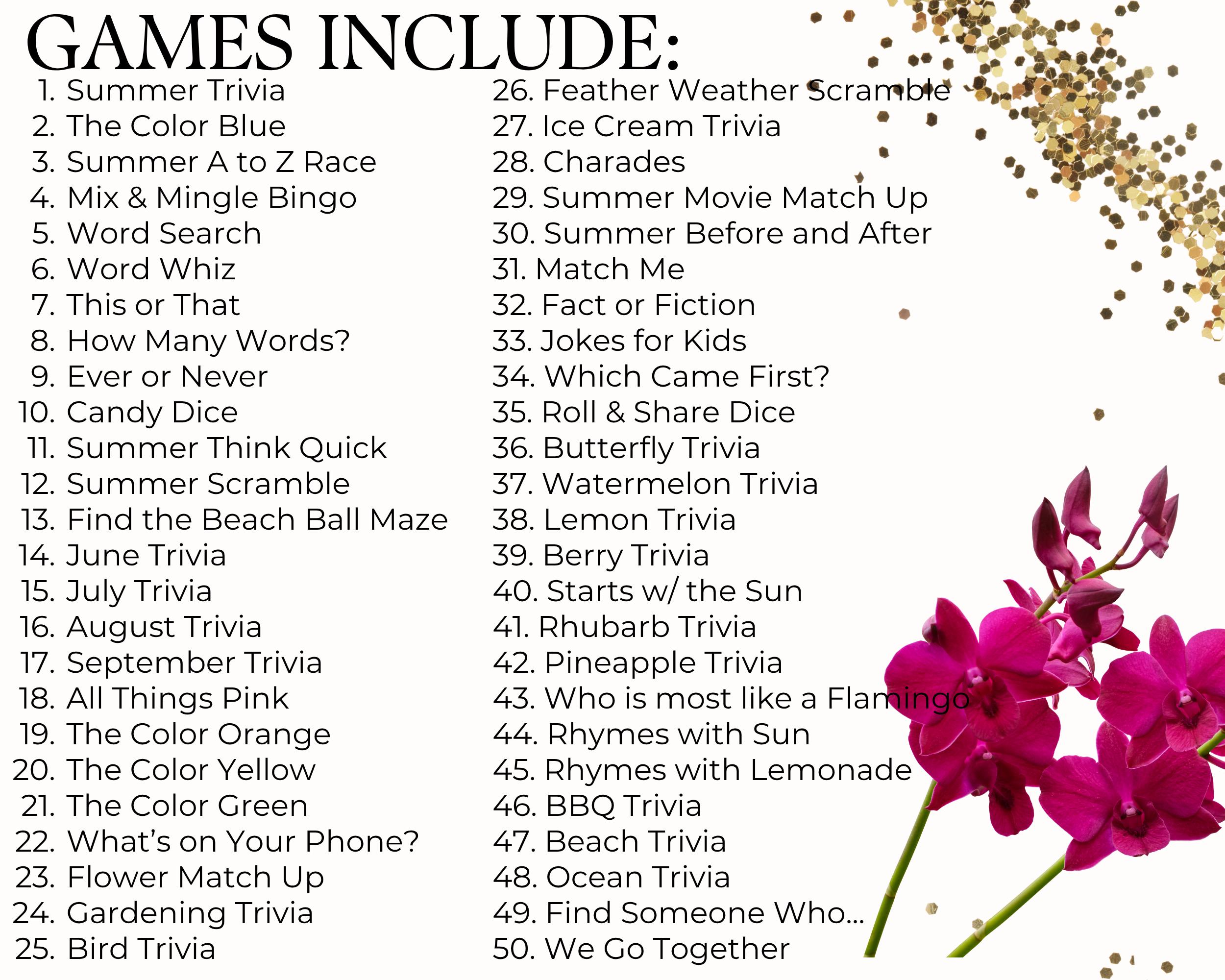 Summer Trivia Game Bundle, Printable Summer Game for Kids & Adults ...