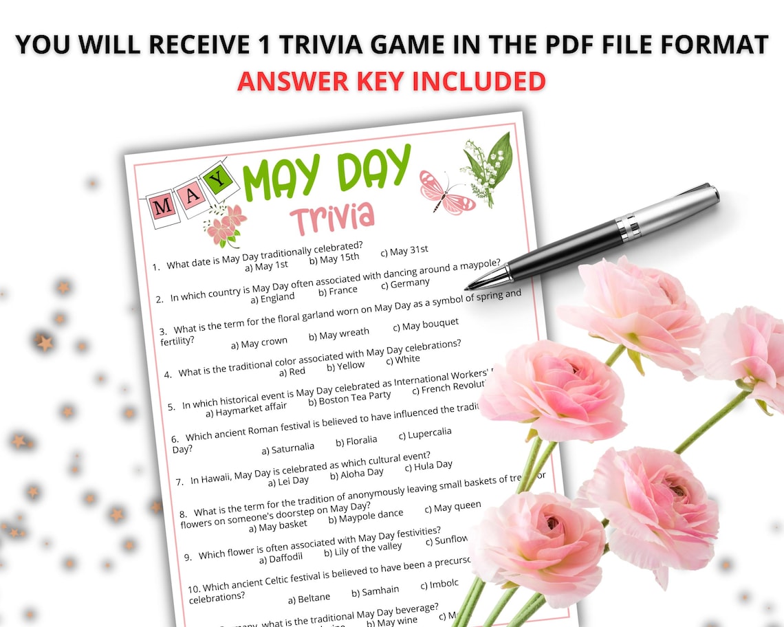 May Day Trivia Game, Printable May Day Game for the Family, Classroom ...