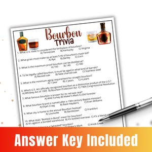 Bourbon Trivia Game, Printable Kentucky Race Drink Party Game for ...